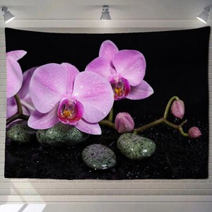Zen Tapestry Zen Garden Wall Hanging Spa Green Bamboo Black Stone ...