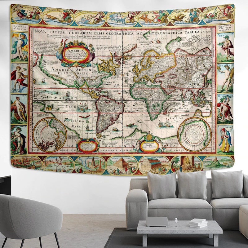 World Map Tapestry - Etsy