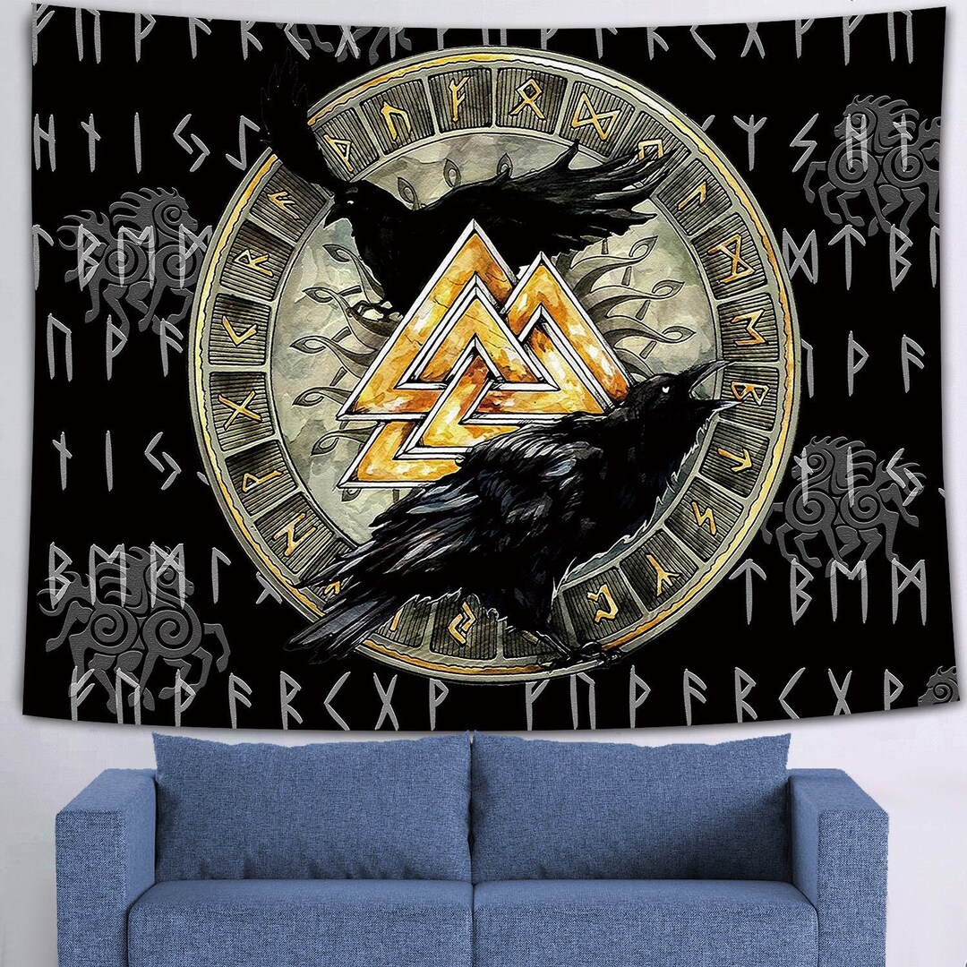 Viking Tapestry Raven Wall Tapestry Wall Hanging Runic Tapestries for ...