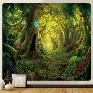 Magic Forest Tapestry Trees Fantasy Wall Hanging Tapestries Aesthetic ...