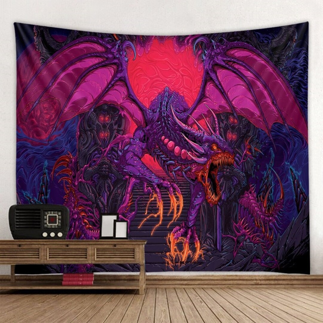 Evil Dragon Tapestry Purple Monster Tapestry Wall Hanging Tapestries ...