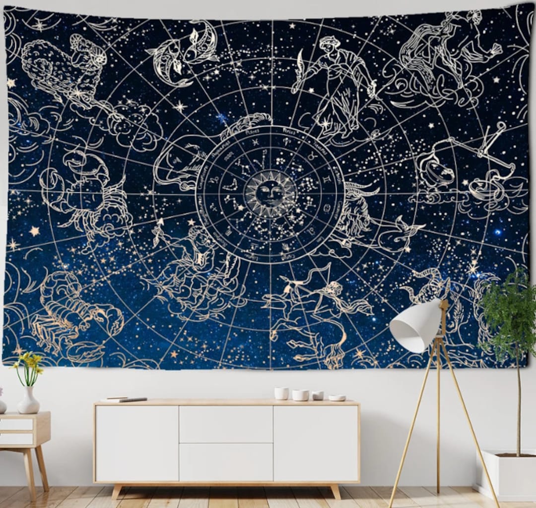 Zodiac Constellation Tapestry Wall Hanging - Mystical Astrology ...