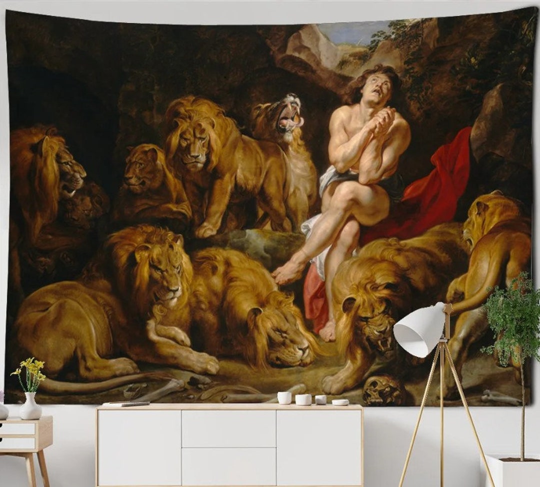 Stunning Classical Art Wall Hanging Tapestry Daniel in the Lions' Den ...