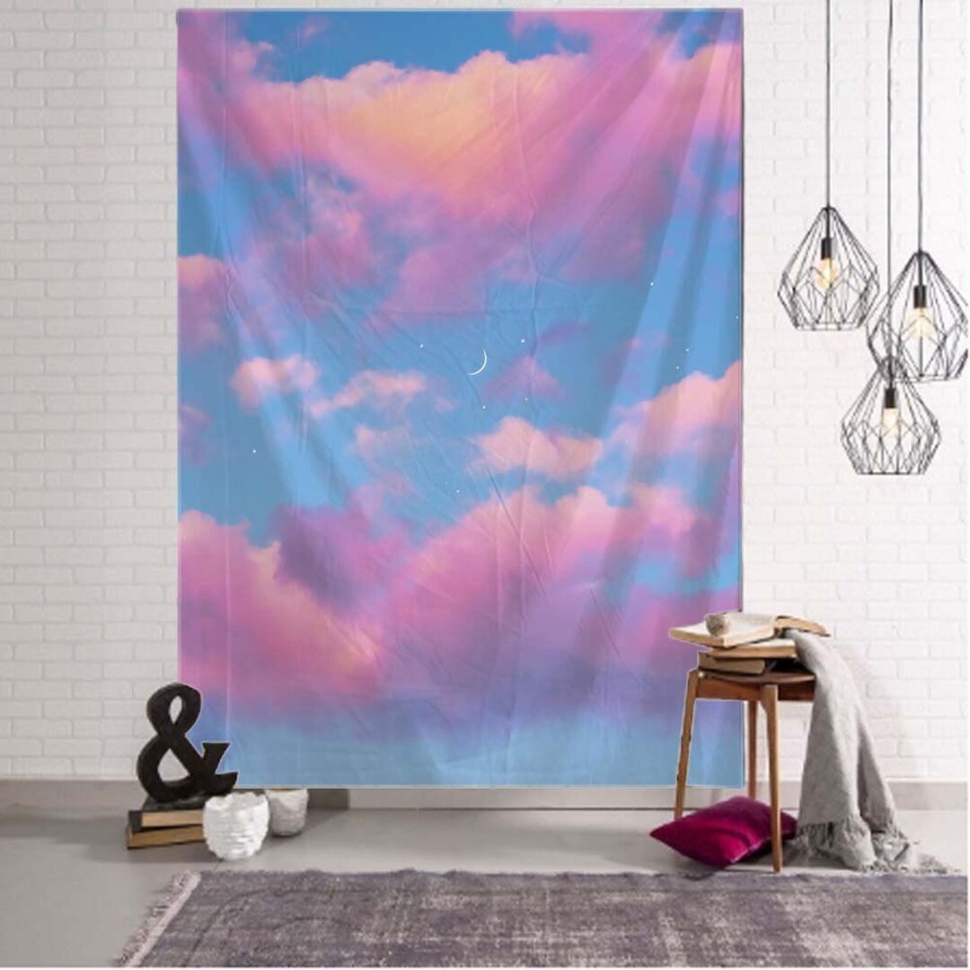 Pink Sky Tapestry Kawaii Decor Tapestry Cute Heaven Pink Sky Cloud Air ...