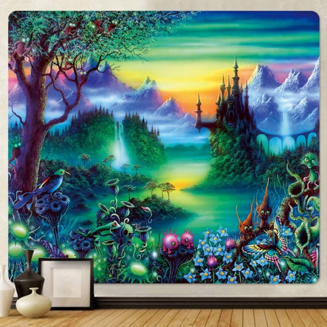 Magical Forest Tapestry Castle Fairy Tale Fantasy Wall Hanging ...