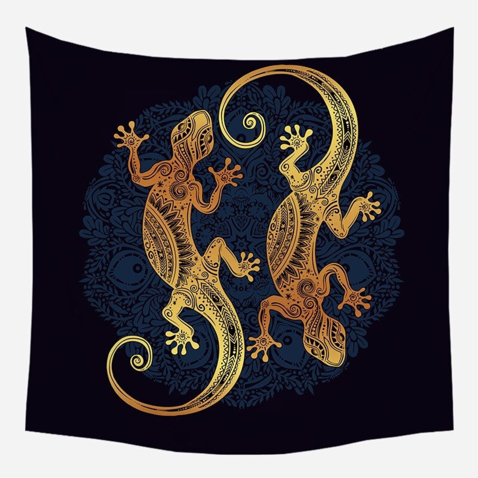 Lizard Tapestry Mandala Golden Lizards Wall Hanging Mandala - Etsy