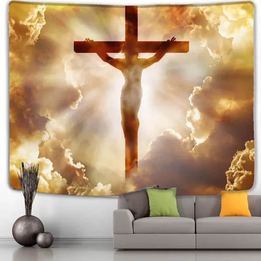 Jesus Tapestry - the Christian Cross Wall Hanging Tapestry - Sky Religious Tapestries for Home ...