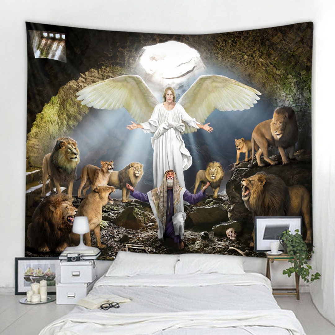 White Angel Tapestry Bible Story Wall Hanging Christian Wall Decor ...
