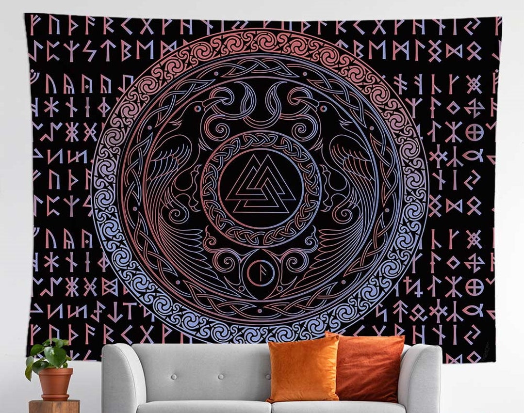 Norse Viking Valknut Triangle Tapestry Viking Wall Tapestry Norse ...