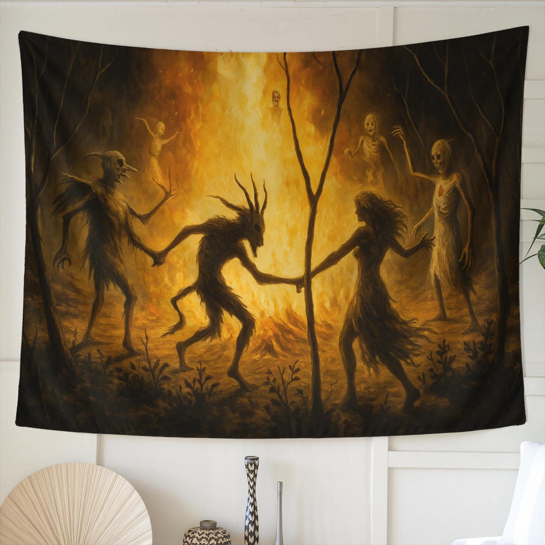 Dark Ritual Forest Cult Tapestry Wall Hanging – Pagan Mystical Art ...