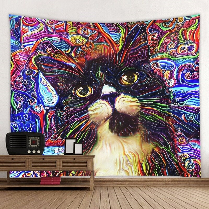 Cat Tapestry Psychedelic Art Tapestries Wall Decor per camera | Etsy
