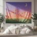 Kawaii Flower Field Wall Tapestry – Purple Sunset Sky With Orange ...