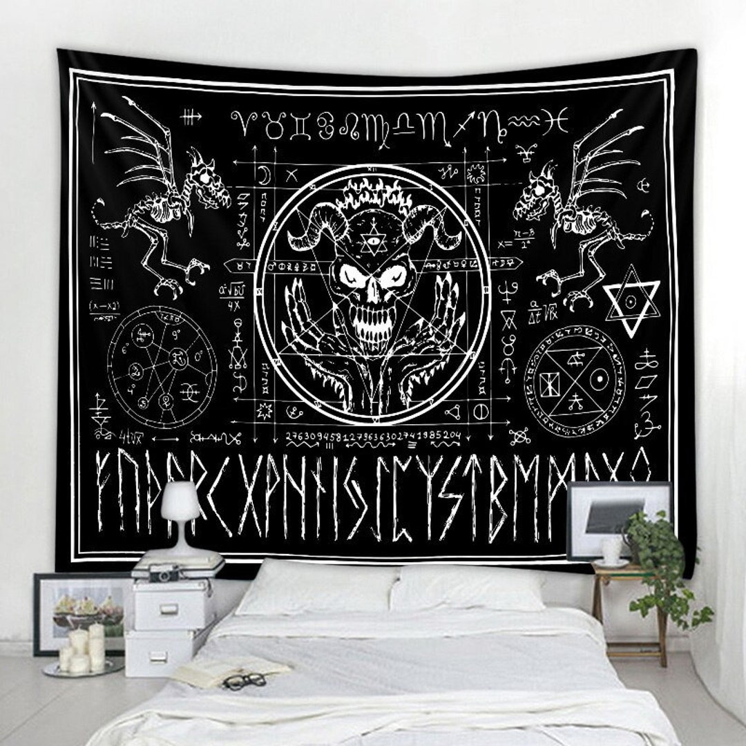 Satanic Tapestry the Devil Sign Occult Wall Tapestry Satanic Wall ...