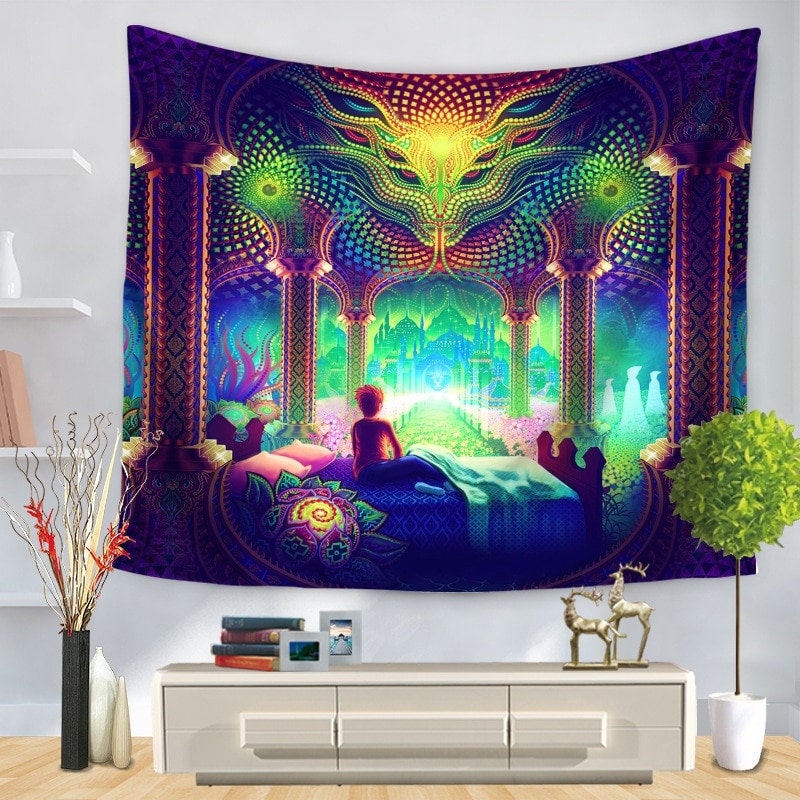 Psychedelic Room Tapestry Trippy Tapestry Wall Hanging Hippie Etsy