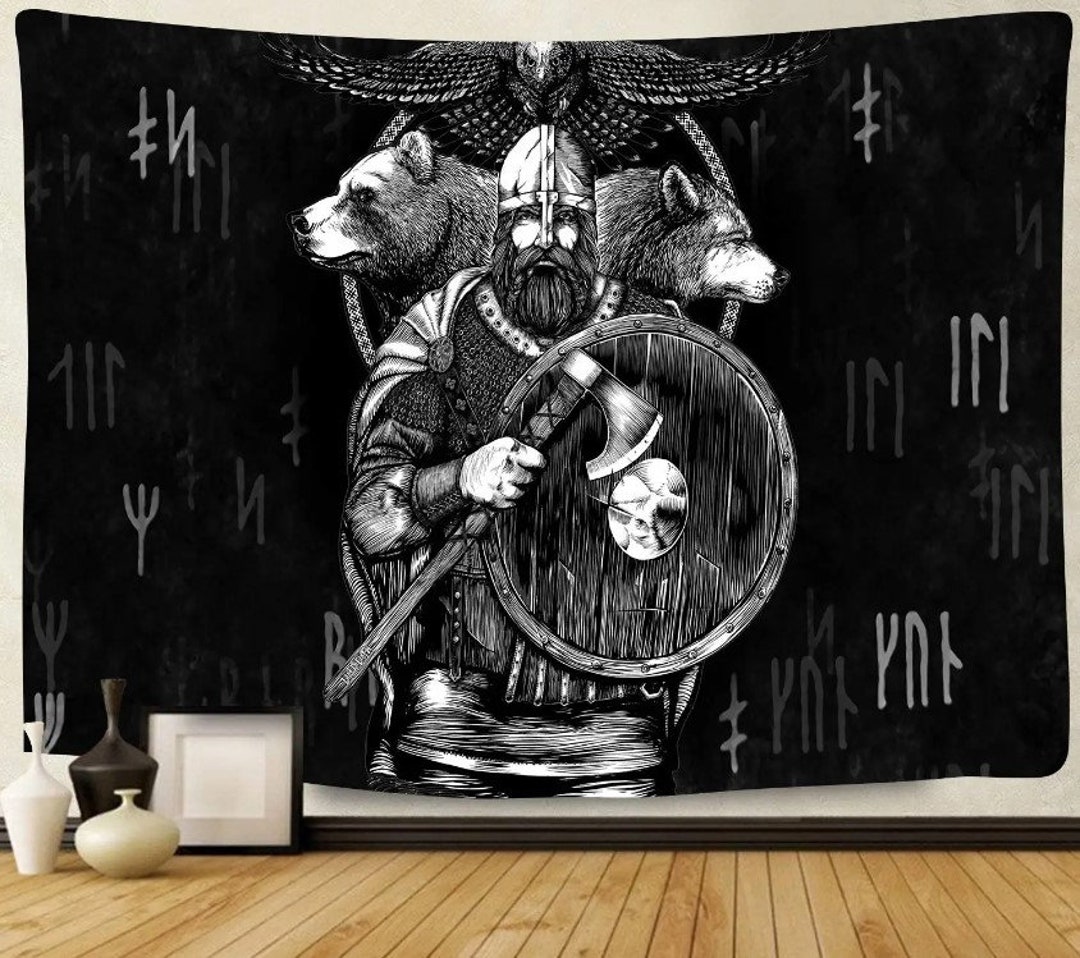 Viking Warrior Wall Hanging Tapestry - Norse Mythology Tapestries ...