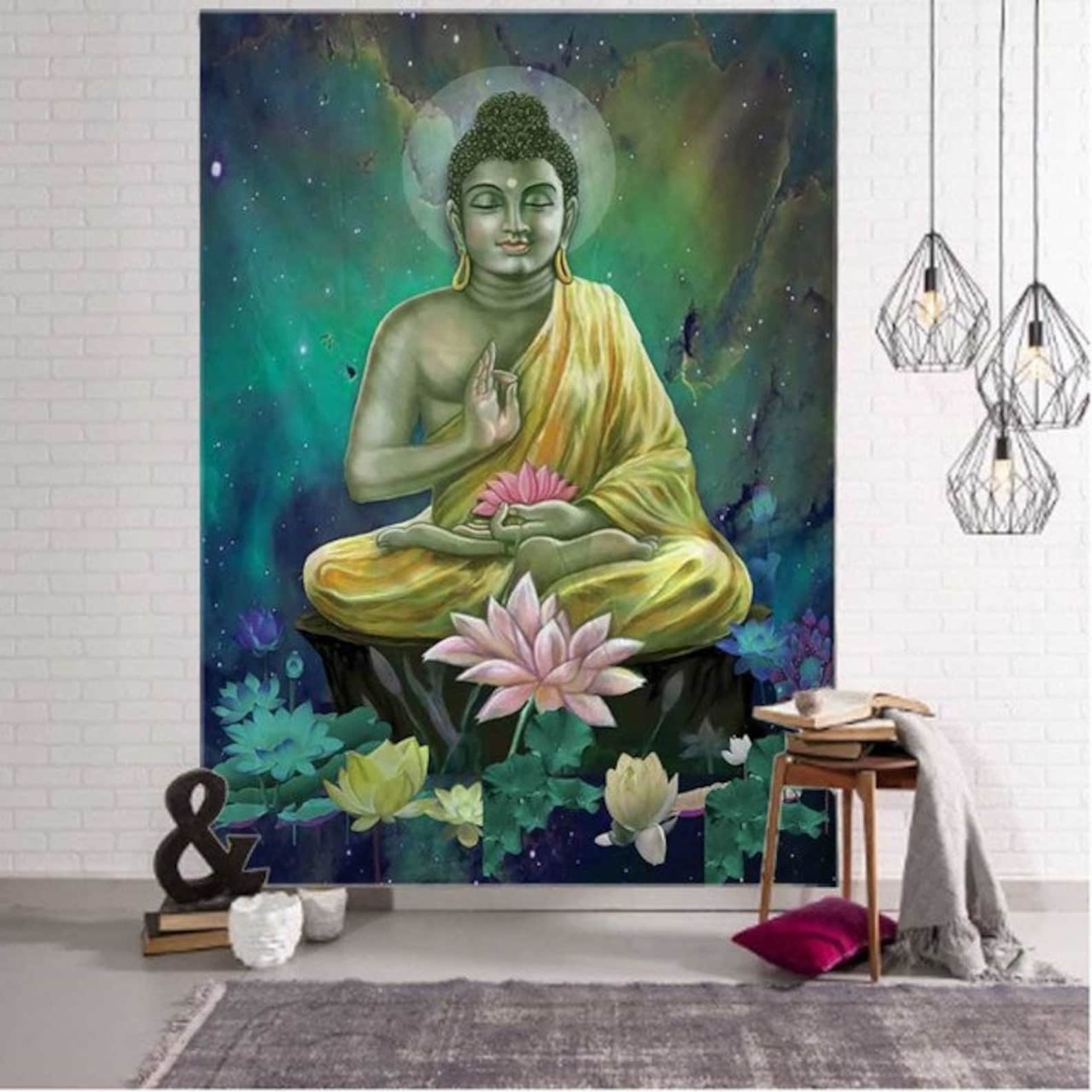 Buddha Tapestry Buddha Art Wall Hanging Painting Style Yoga Meditation ...