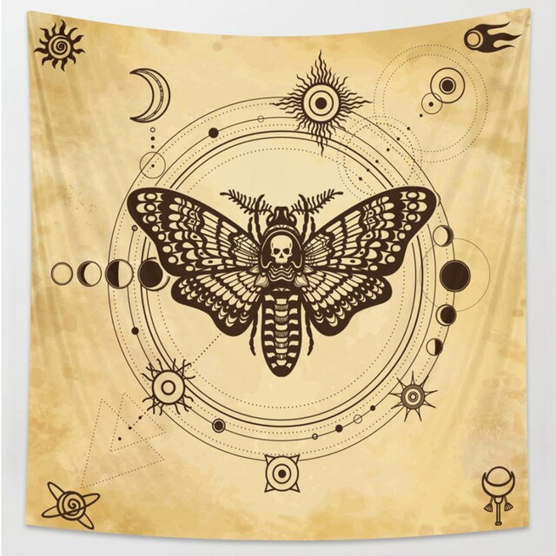 Moth Wall Tapestry Moth Wall Hanging Decor Gothic Occult Room Decor ...
