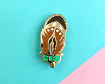 Harvest Moon Blue Feather Enamel Pin | Etsy