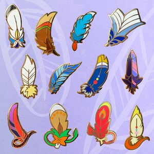Harvest Moon Blue Feather Enamel Pin - Etsy