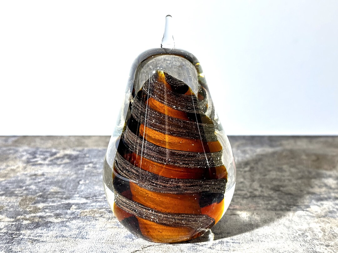 Vintage Hand Blown Glass Pear Shape Paperweight - Etsy