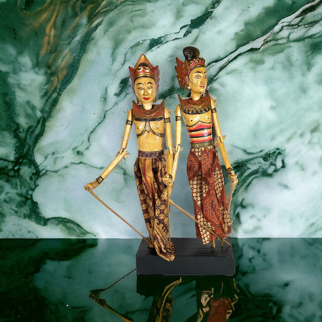 Rama and Sita Wooden Hand Carved and Hand Painted Puppets on Stand 53 ...