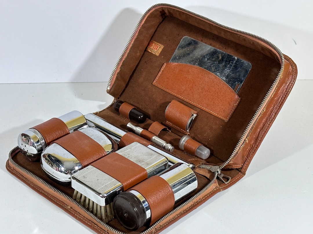 Vintage Two-tix Mens Grooming Travel Kit in Leather Case - Etsy