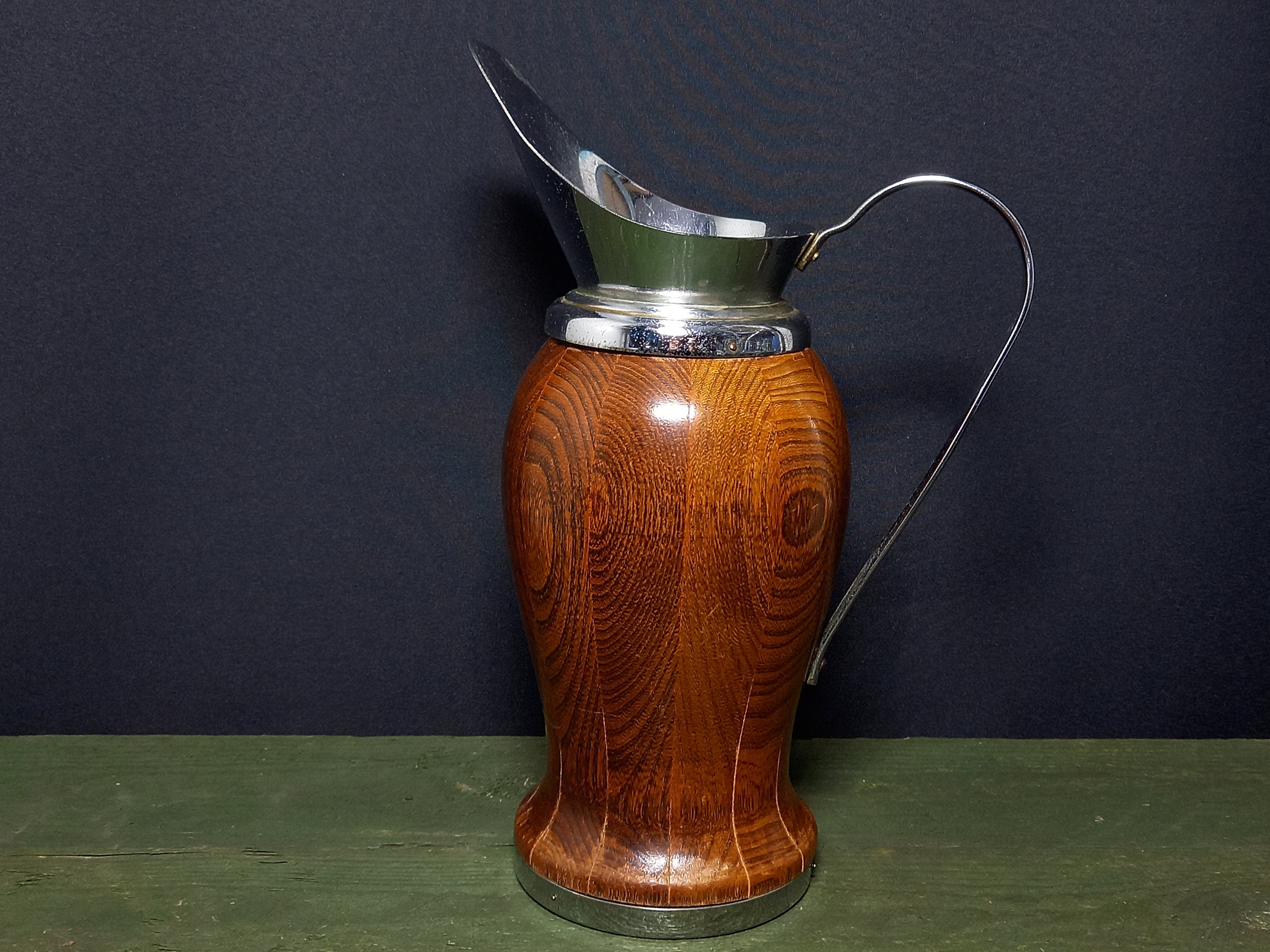 Vintage French Primitive Wood Barrel Pitcher With Metal Bands and ...