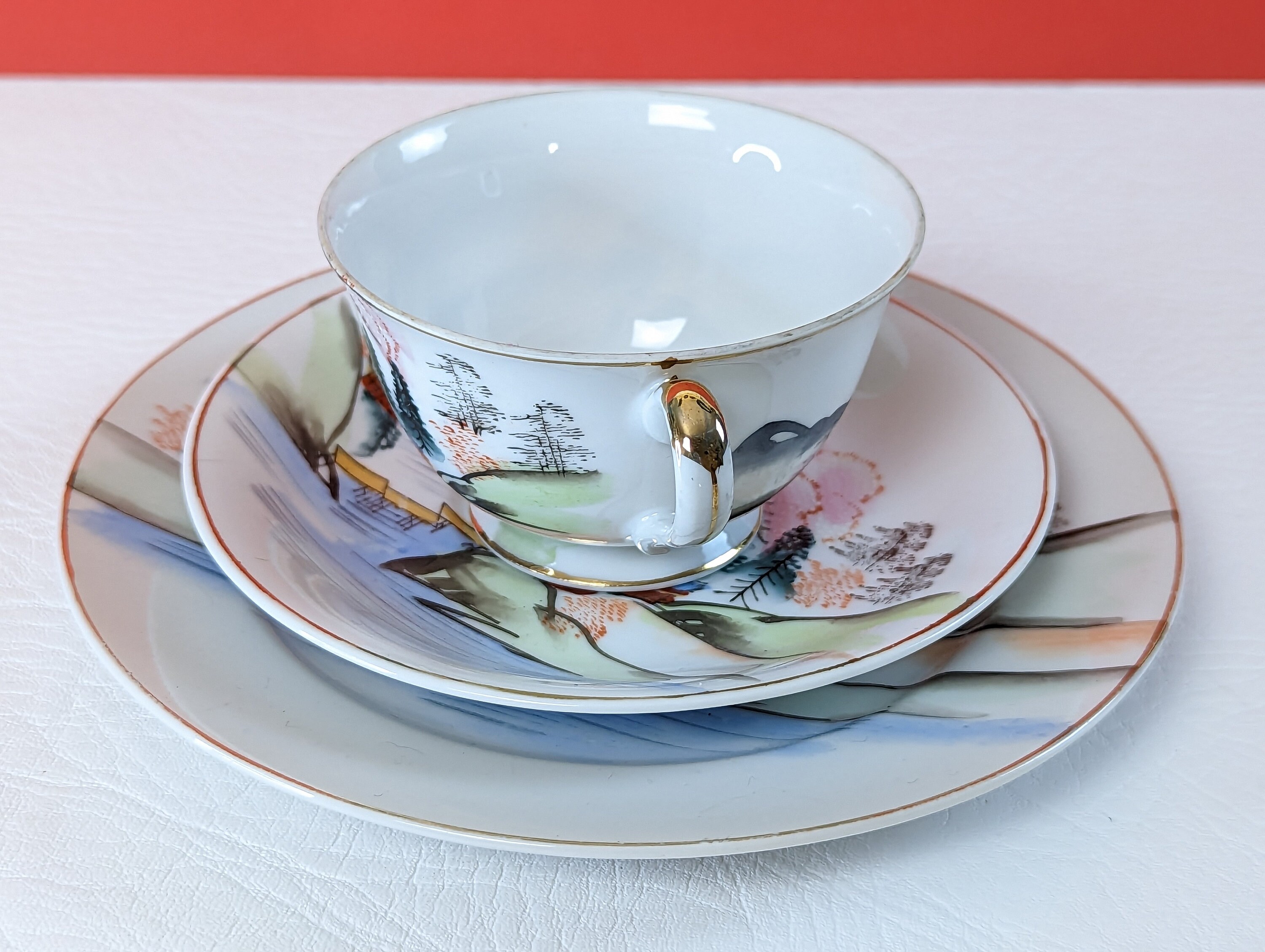 Vintage Oriental Porcelain eggshell Tea Cup With Plates - Etsy UK