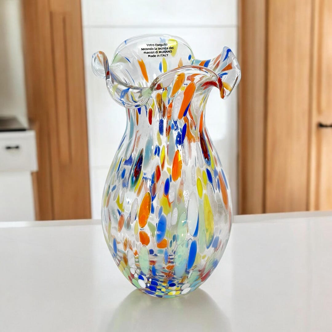 Murano Vetro Esequito Hand Blown Multi Color Glass Vase 19 Cm - Etsy