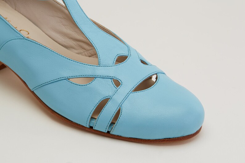 Spring in Baby Blue Leather Women Swing Dance Shoes | Etsy