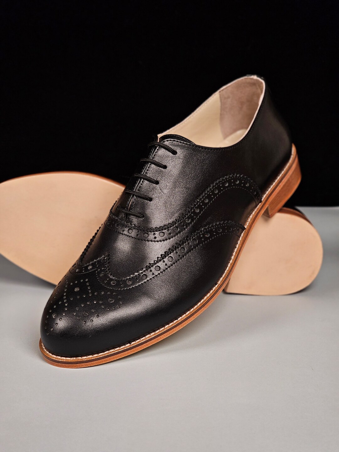 Brogue in Black Leather | Unisex Swing Dance Shoes | Vintage Shoes ...