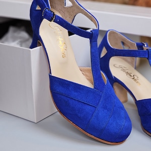 Sugar in Blue Suede | Women Swing Dance Shoes | Vintage Shoes ...