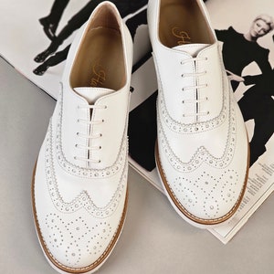 Brogue in White Leather | Unisex Swing Dance Shoes | Vintage Shoes ...