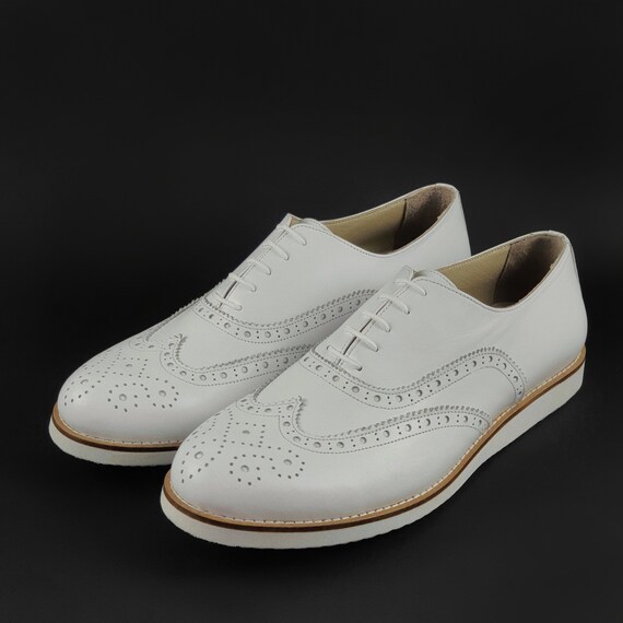 Brogue in White Leather Unisex Swing Dance Shoes Vintage - Etsy