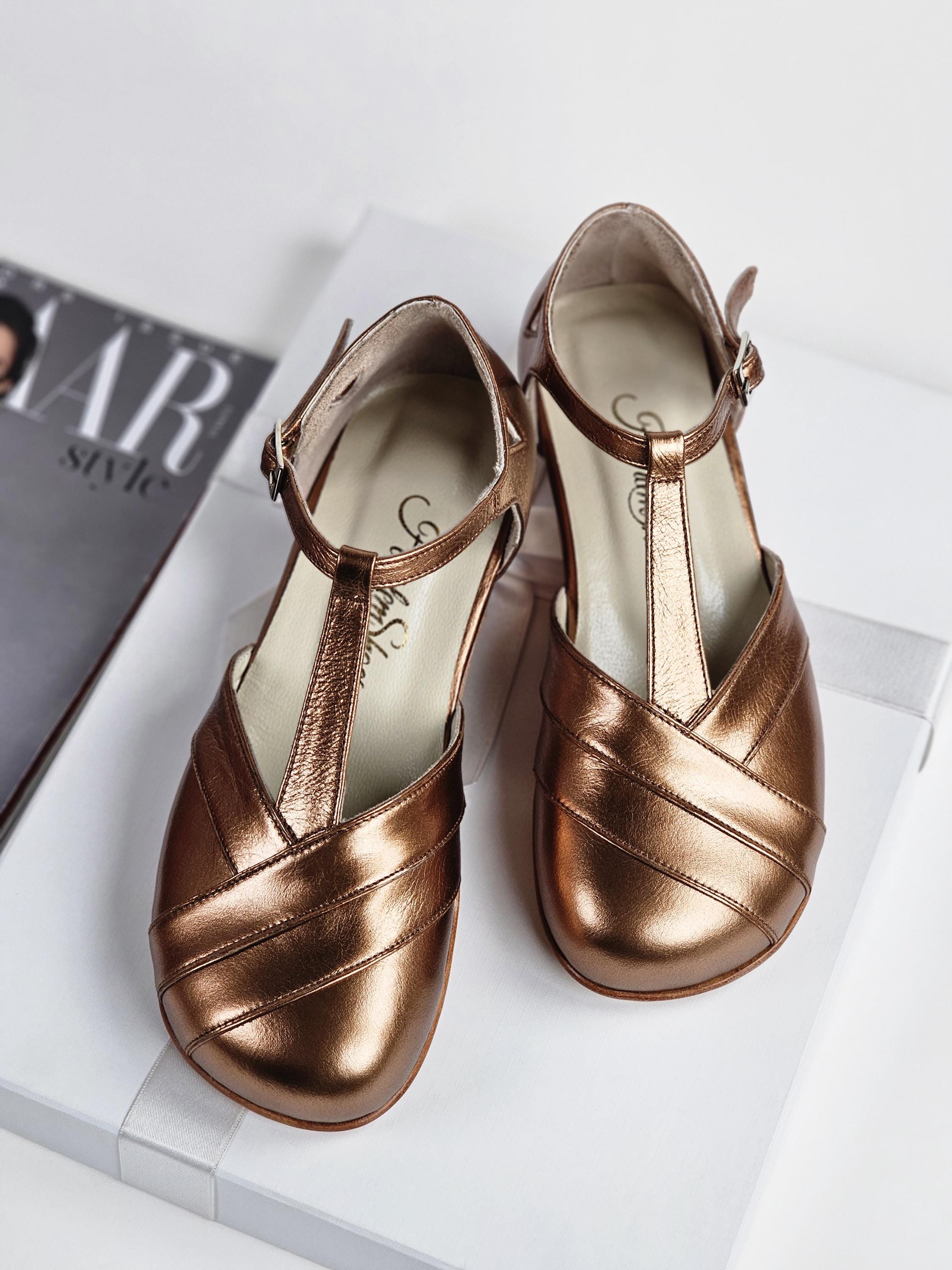 Barefoot Sugar in Bronze Leather | Women Swing Dance Shoes | Vintage ...