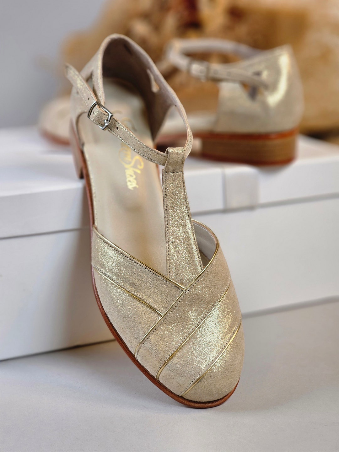 Sugar in Gold Suede | Women Swing Dance Shoes | Vintage Shoes ...