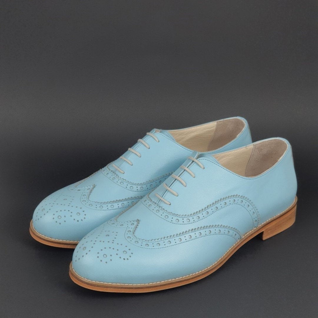 Brogue in Baby Blue Leather | Unisex Swing Dance Shoes | Vintage Shoes ...