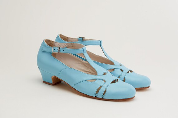 Spring in Baby Blue Leather Women Swing Dance Shoes | Etsy
