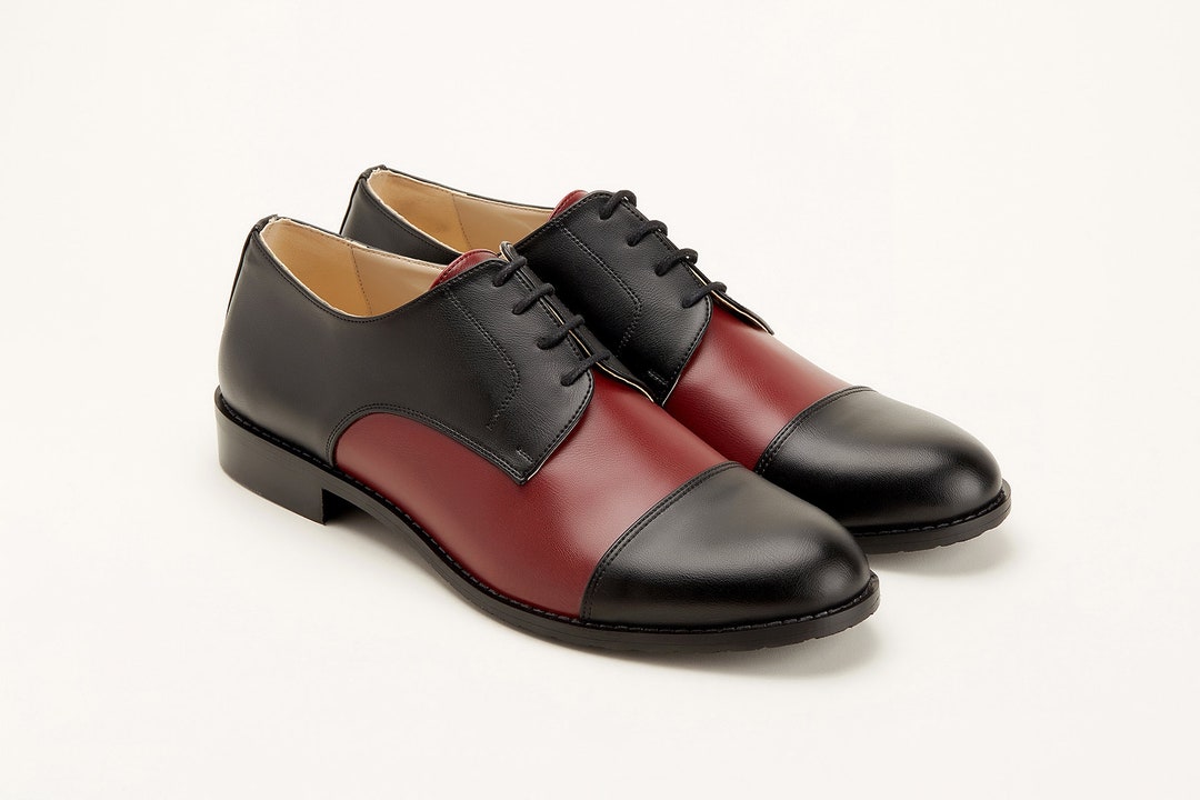 California in Black & Bordeaux Artificial Leather Unisex Swing Dance ...