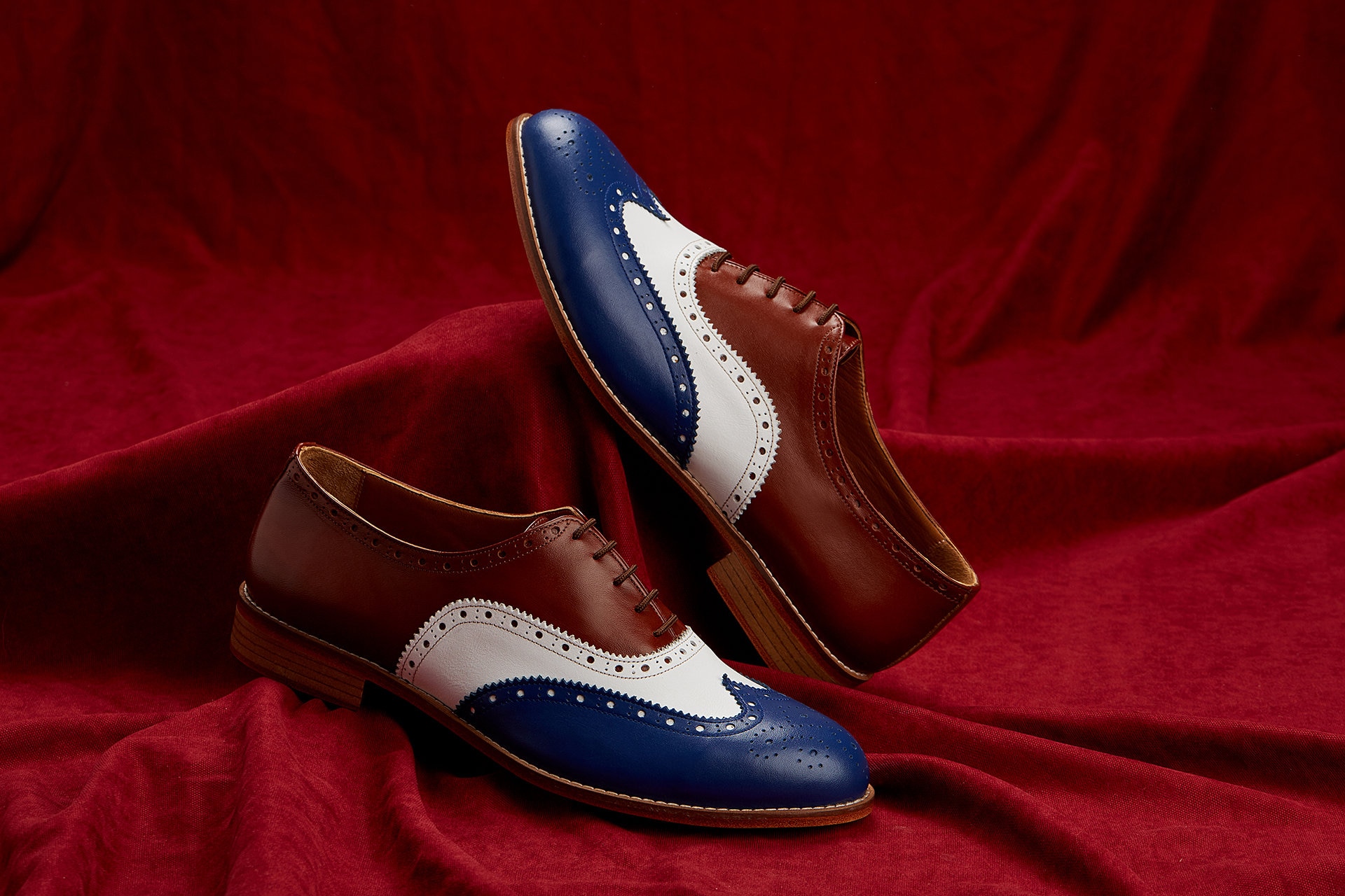 Brogue in Blue, Brown & White Leather | Unisex Swing Dance Shoes ...