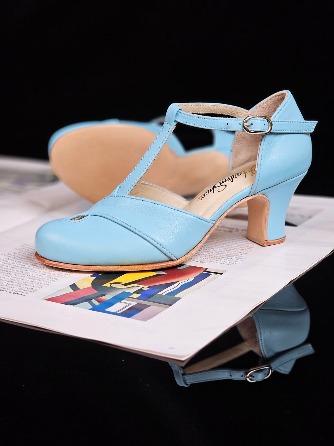 Muse in Baby Blue Leather | Women Swing Dance Shoes | Vintage Shoes ...