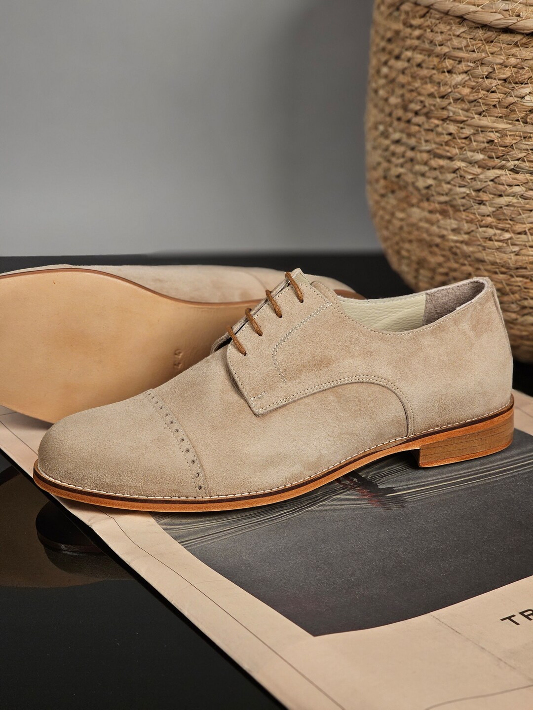 California in Beige Suede | Unisex Swing Dance Shoes | Vintage Shoes ...