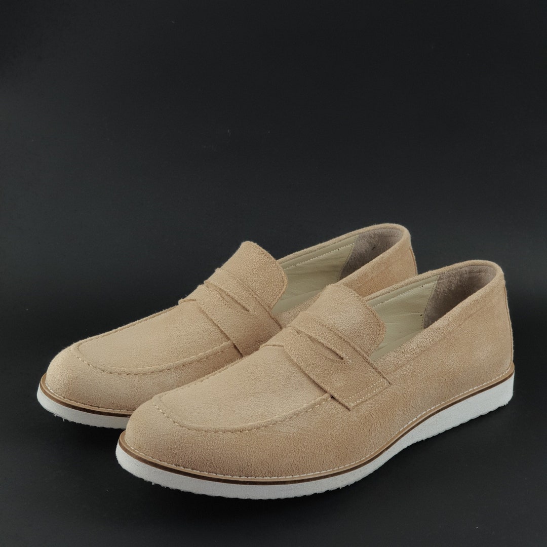 Loafers in Beige Suede | Unisex Swing Dance Shoes | Vintage Shoes ...