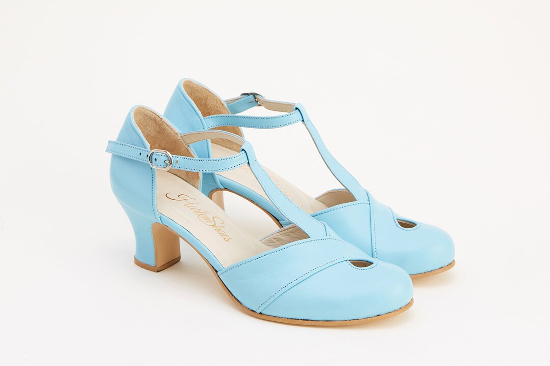 Muse in Baby Blue Leather Women Swing Dance Shoes Vintage - Etsy