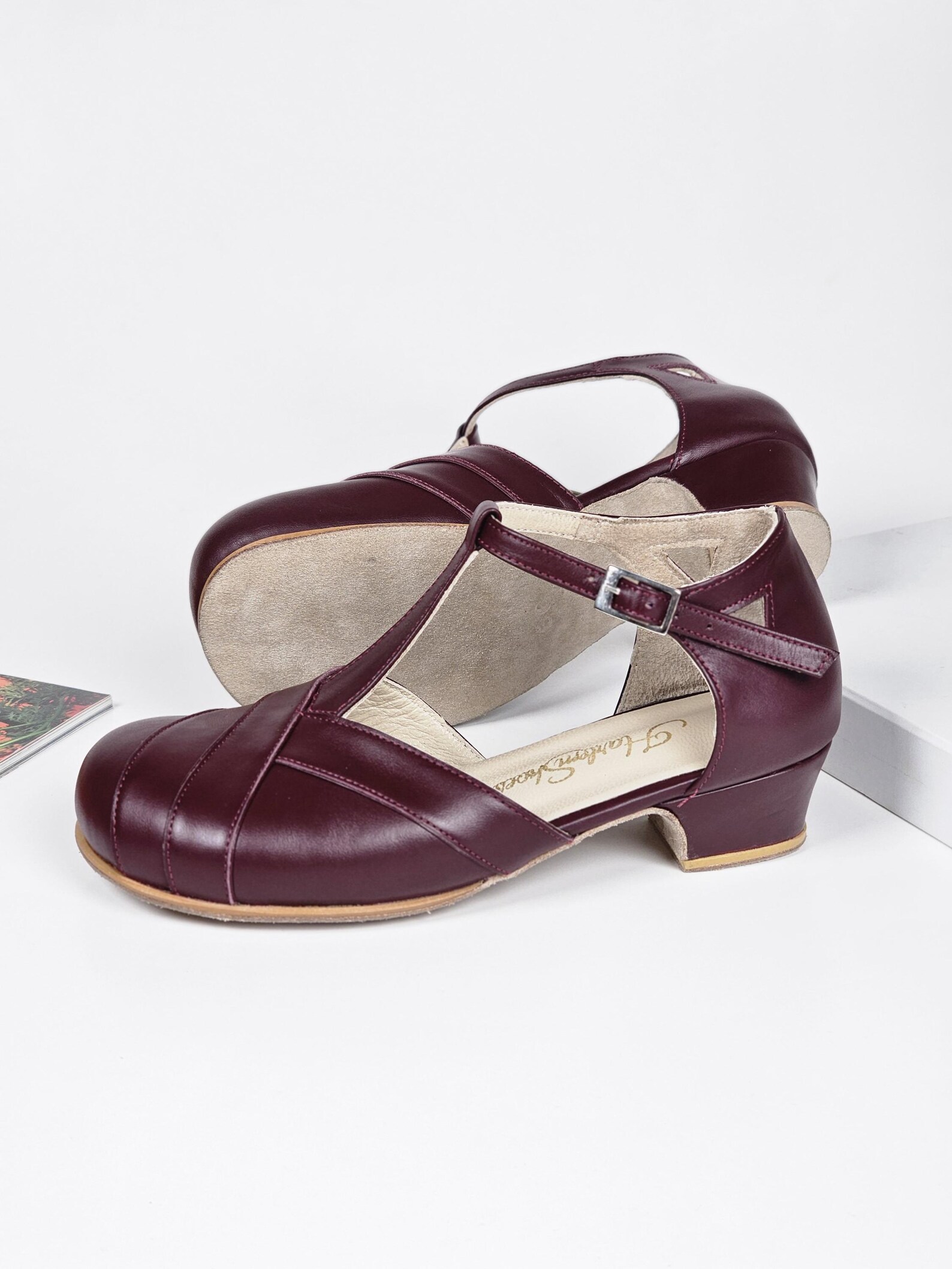 Barefoot Sugar in Bordeaux Leather | Women Tango & Latin Dance Shoes ...