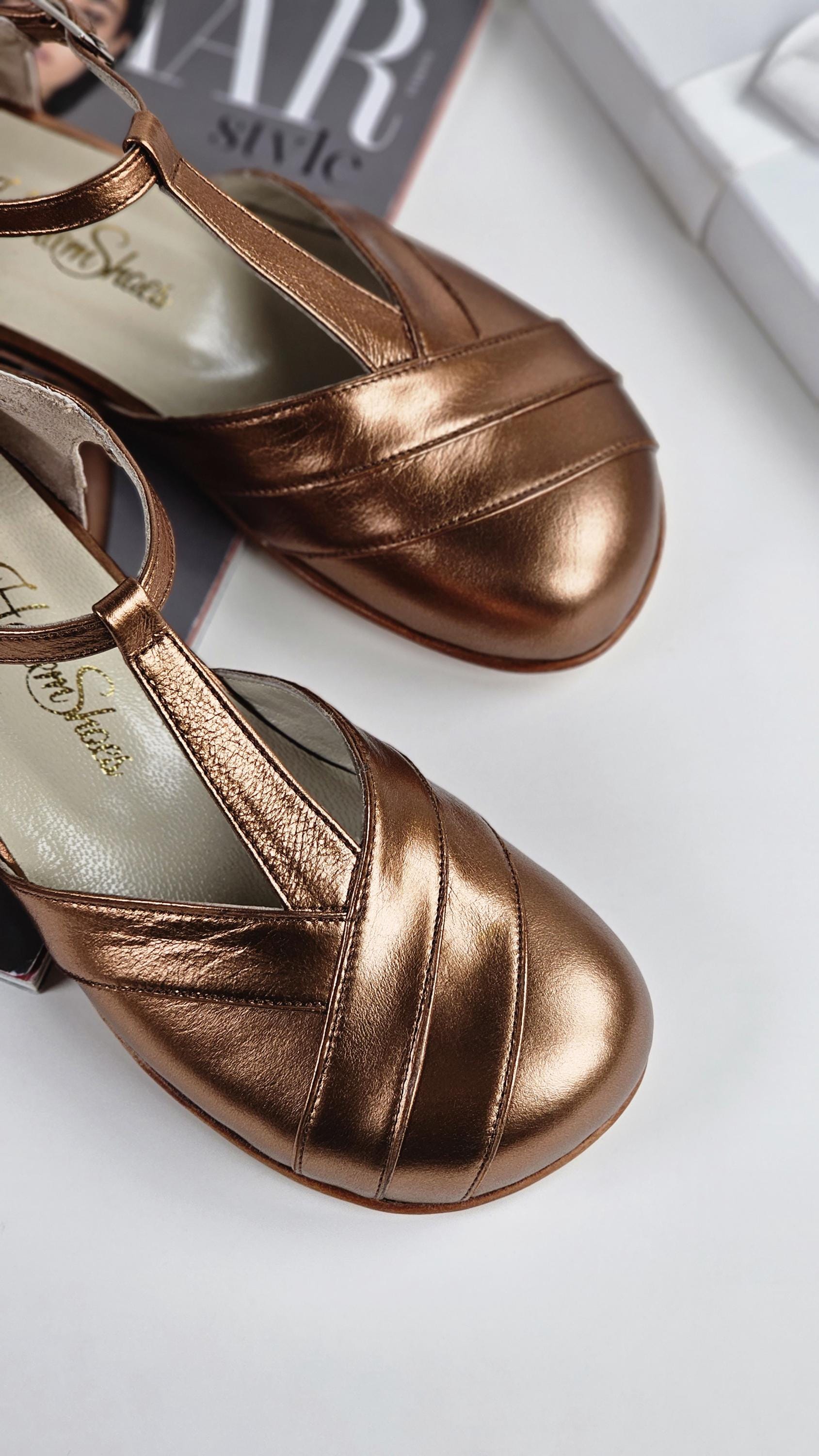 Barefoot Sugar in Bronze Leather | Women Swing Dance Shoes | Vintage ...