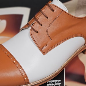 California in Light Brown & White Leather | Unisex Swing Dance Shoes ...