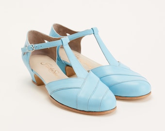 Spring in Baby Blue Leather Women Swing Dance Shoes | Etsy