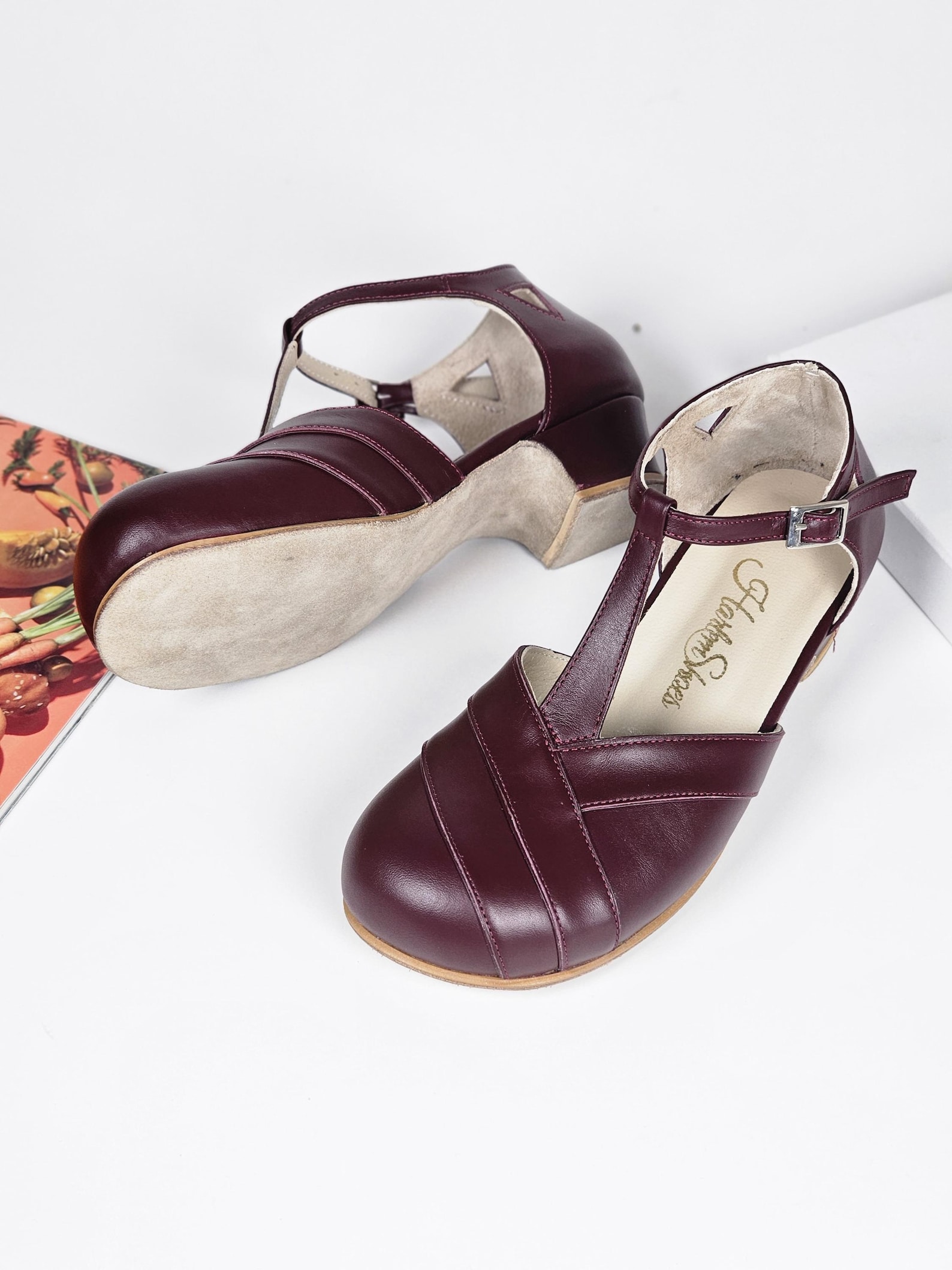 Barefoot Sugar in Bordeaux Leather | Women Tango & Latin Dance Shoes ...