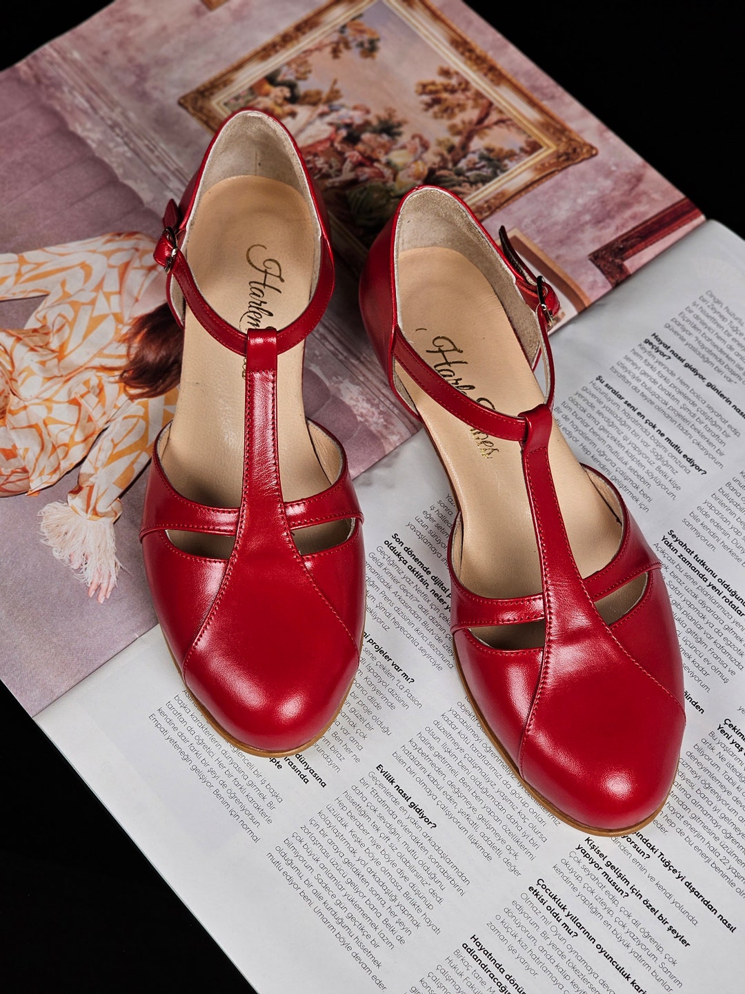 Isabel in Red Leather | Women Swing Dance Shoes | Vintage Shoes ...